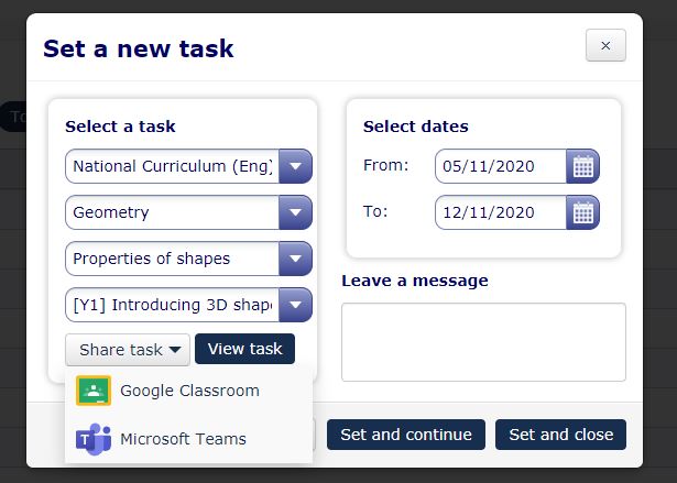 Sharing tasks in Google Classroom or Microsoft Teams - MyMaths help and ...